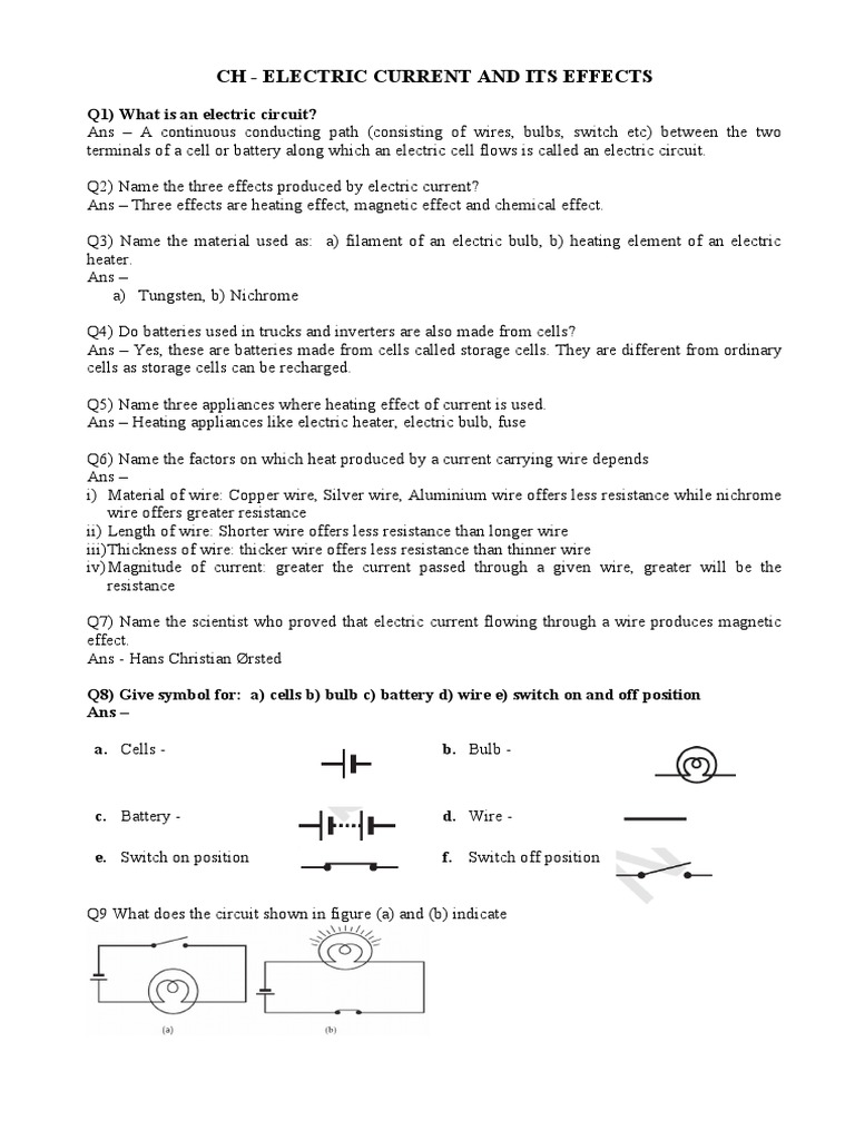 Science - 271020 - Electric Current Class 7 Assignment | PDF ...