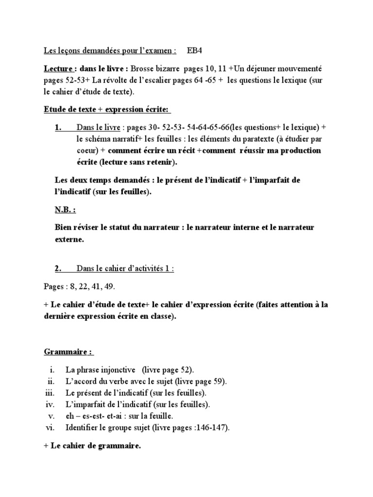 Révisions pour l'examen EB4 | PDF | Fiction générale