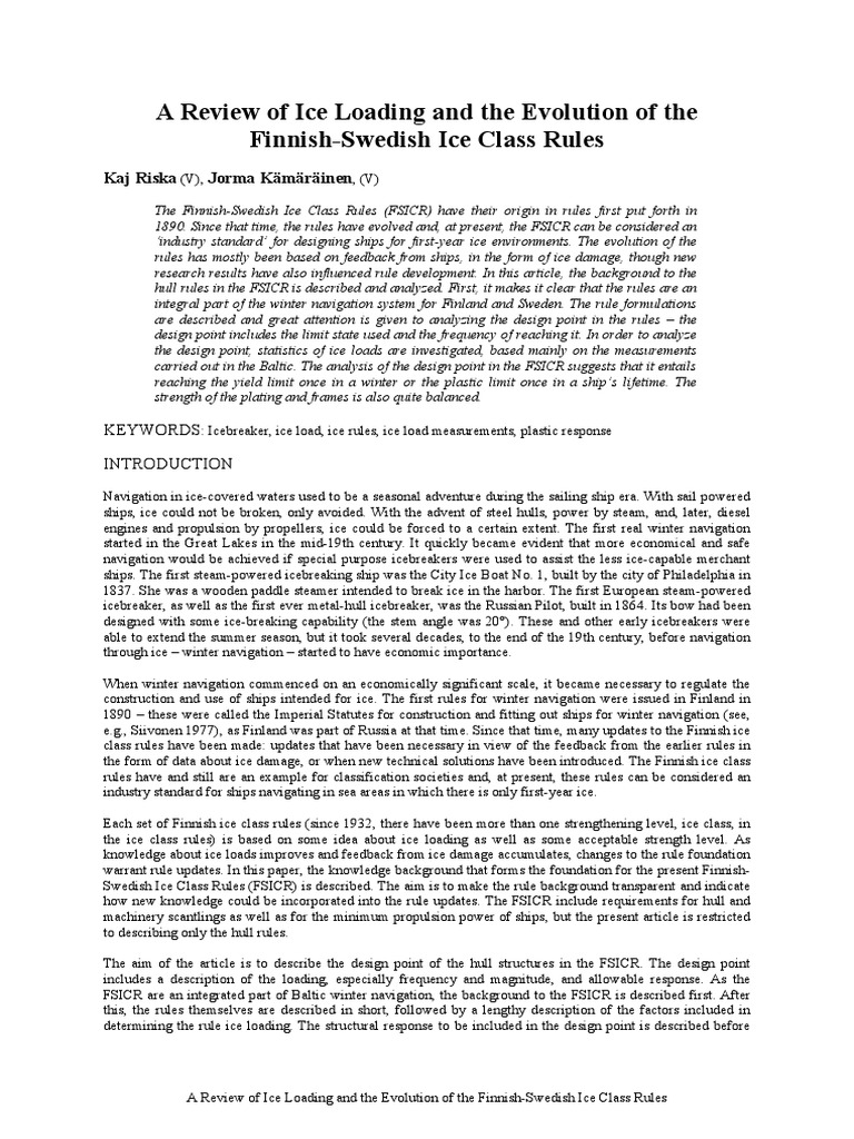 A Review of Ice Loading and The Evolution of The Finnish-Swedish Ice ...