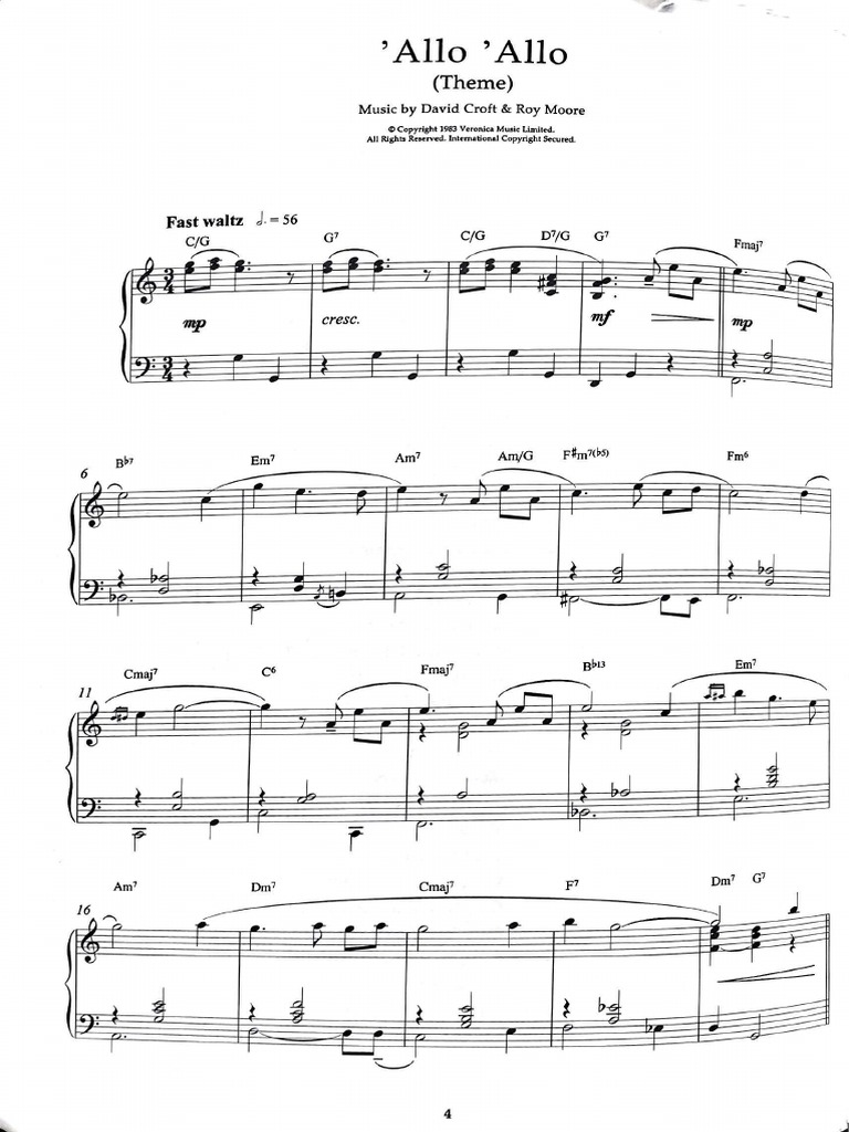 Allo Allo Theme Sheet Music | PDF