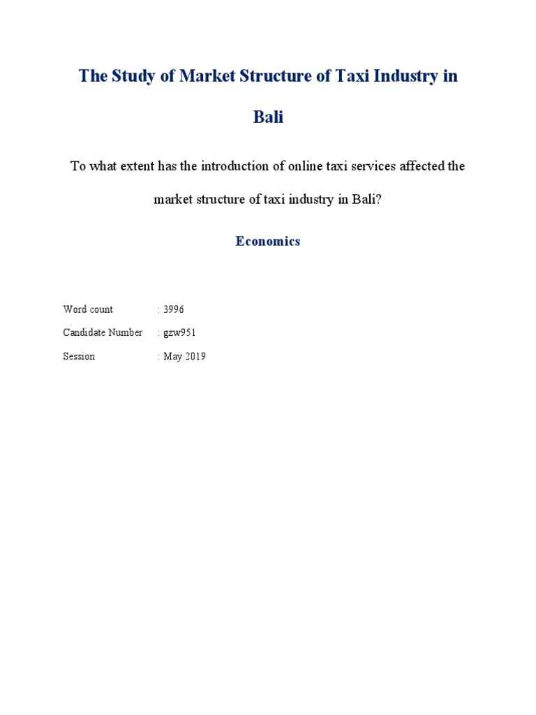 Extended Essay - IB Economic HL (B) | PDF | Monopoly | Taxicab
