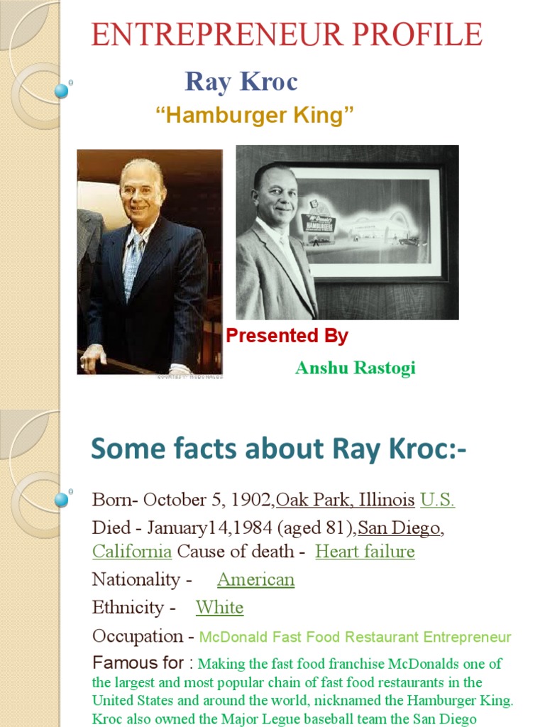 Ray Kroc: The Hamburger King | PDF | Mc Donald's | Fast Food Restaurants