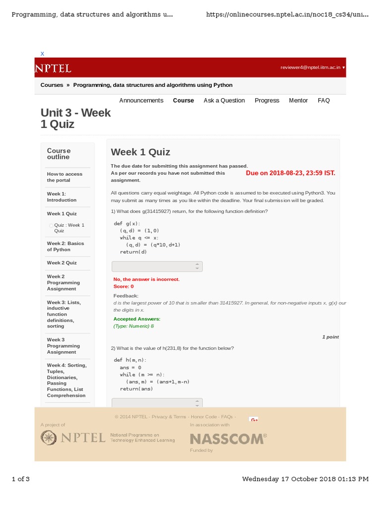 Unit 3 - Week 1 Quiz | PDF | Data Type | Computer Programming