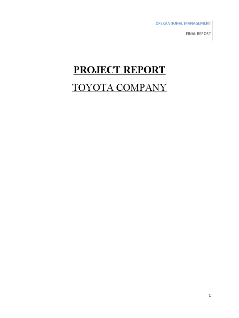 Project Report: Toyota Company | PDF | Operations Management | Lean ...