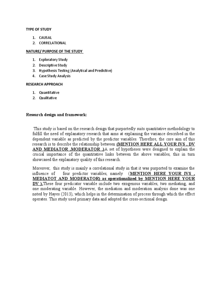 Write Up For RESEARCH DESIGN AND FRAME WORK | PDF