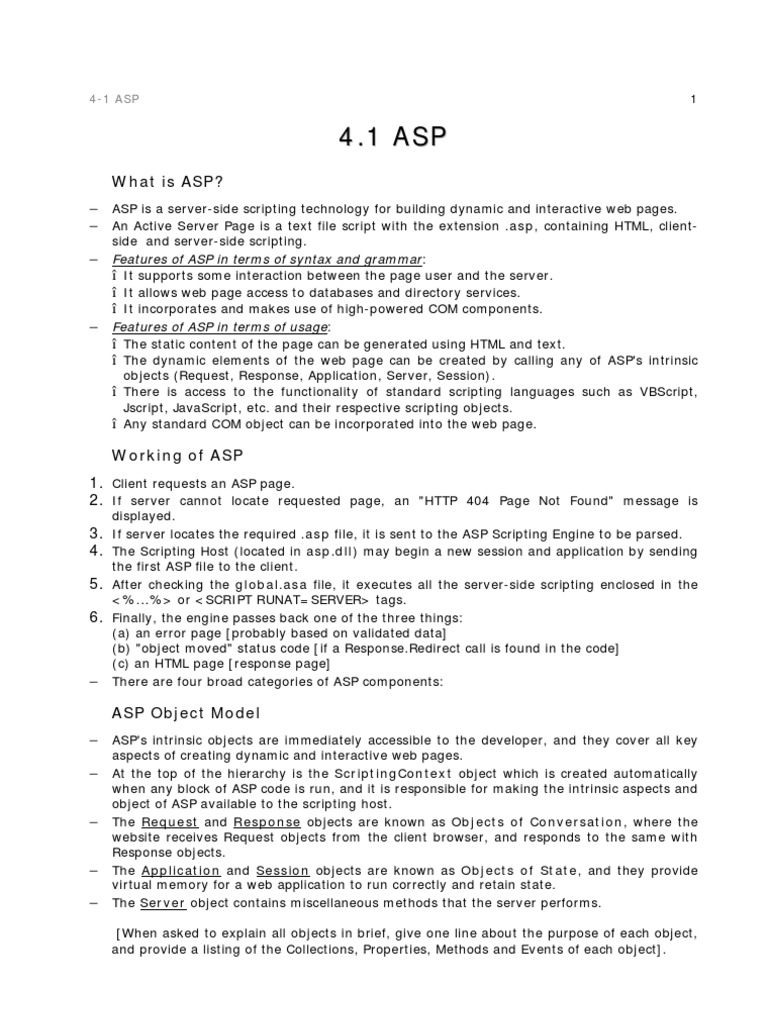 Understanding ASP Features and Syntax | PDF | Http Cookie | Active Server Pages