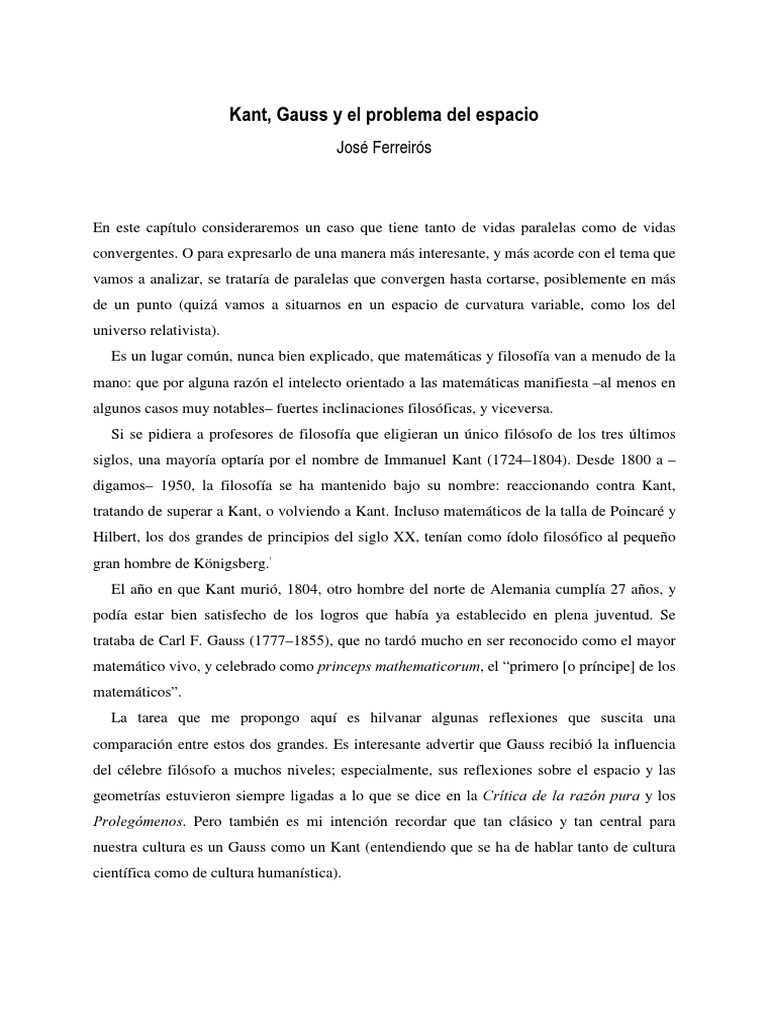 Gauss PDF | PDF | Immanuel Kant | Espacio