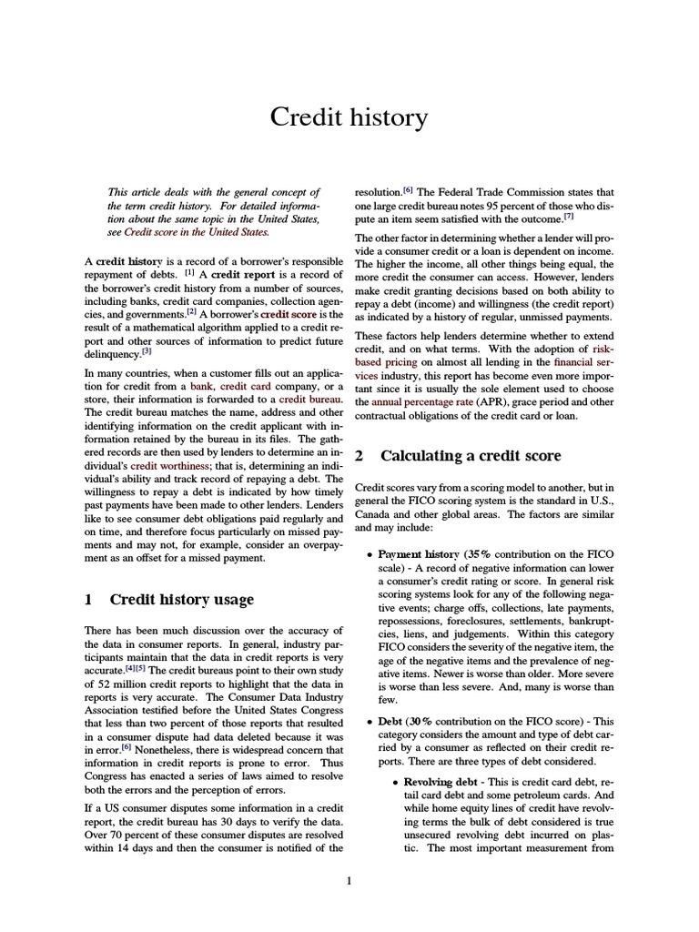 Credit History PDF | PDF | Credit History | Credit Score