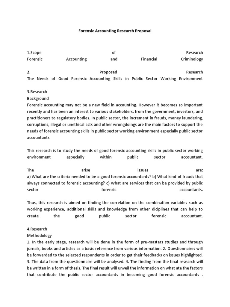 Forensic Accounting Research Proposal | PDF | Forensic Science | Accounting