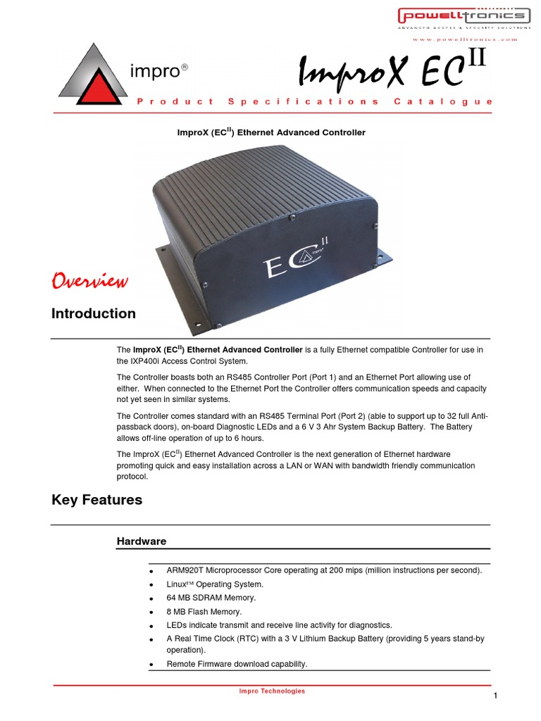 Improx (Ec) Ethernet Advanced Controller | PDF | Ethernet | Electrical ...