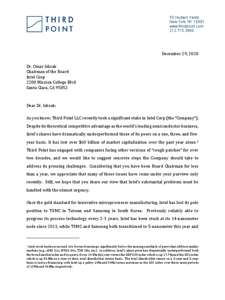 Third Point Letter To Intel December 2020 | PDF | Intel | Semiconductor ...
