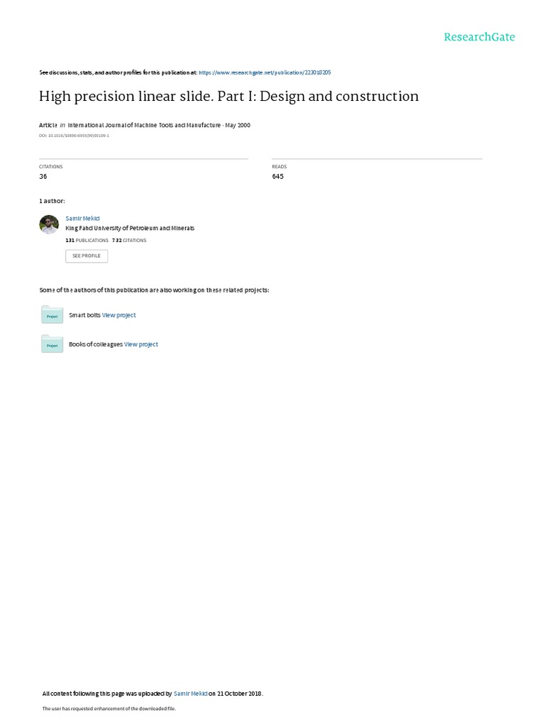 High Precision Linear Slide. Part I: Design and Construction | PDF ...