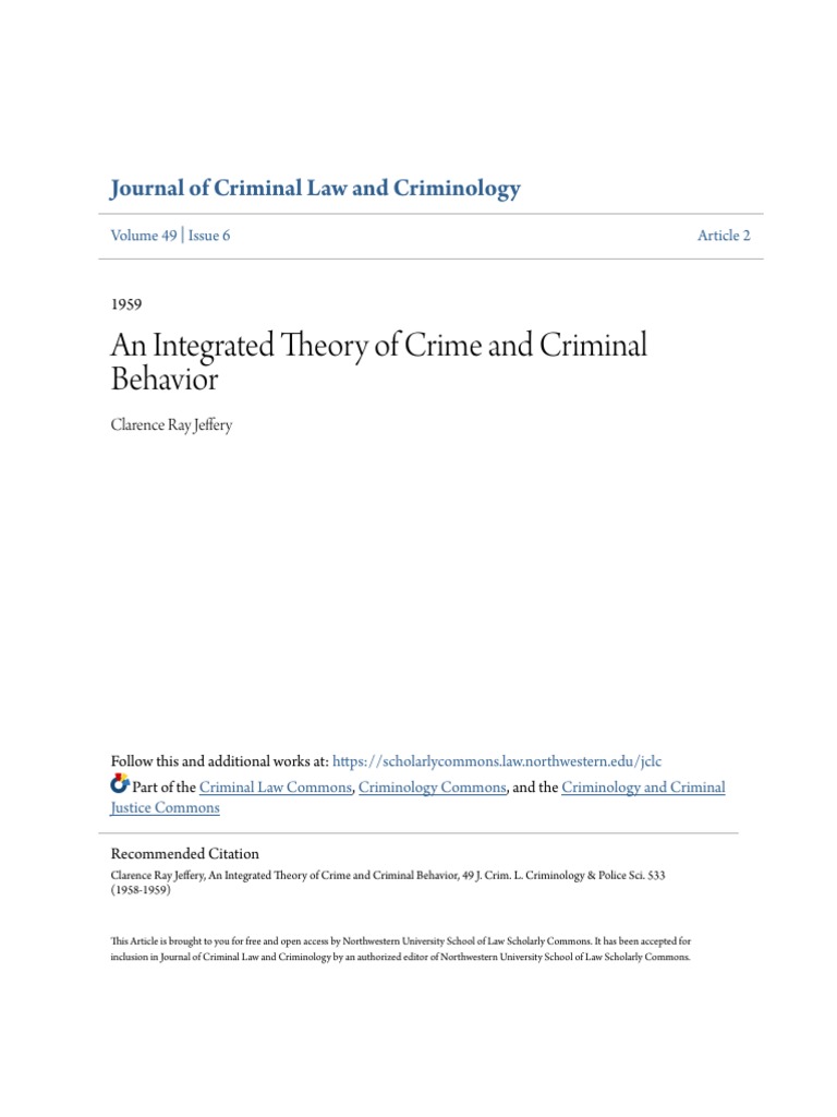 An Integrated Theory of Crime and Criminal Behavior | PDF | Criminology ...