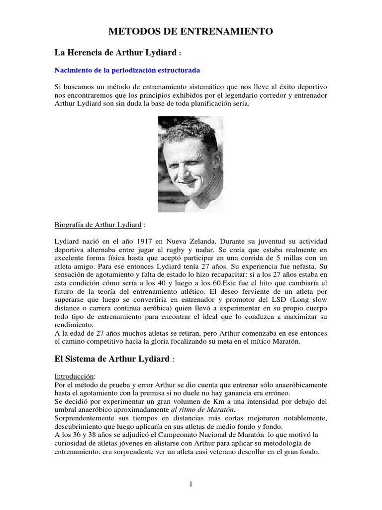 METODOS ENTRENAMIENTO Arthur Lydiard PDF | PDF | Resistencia | Deporte ...