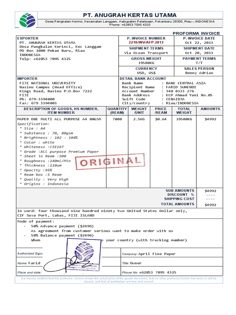 Concept Proforma Invoice | PDF | Banking | Business