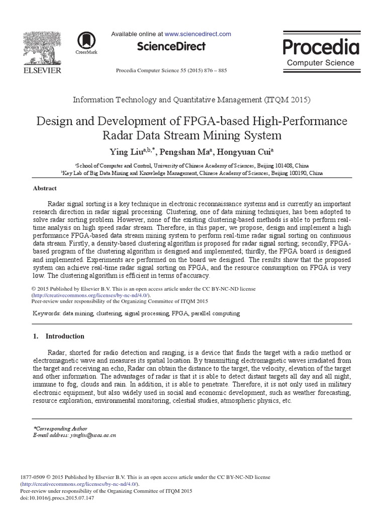 Design and Development of Fpga Based High Performance Radar Data Stream Mining System | Download ...