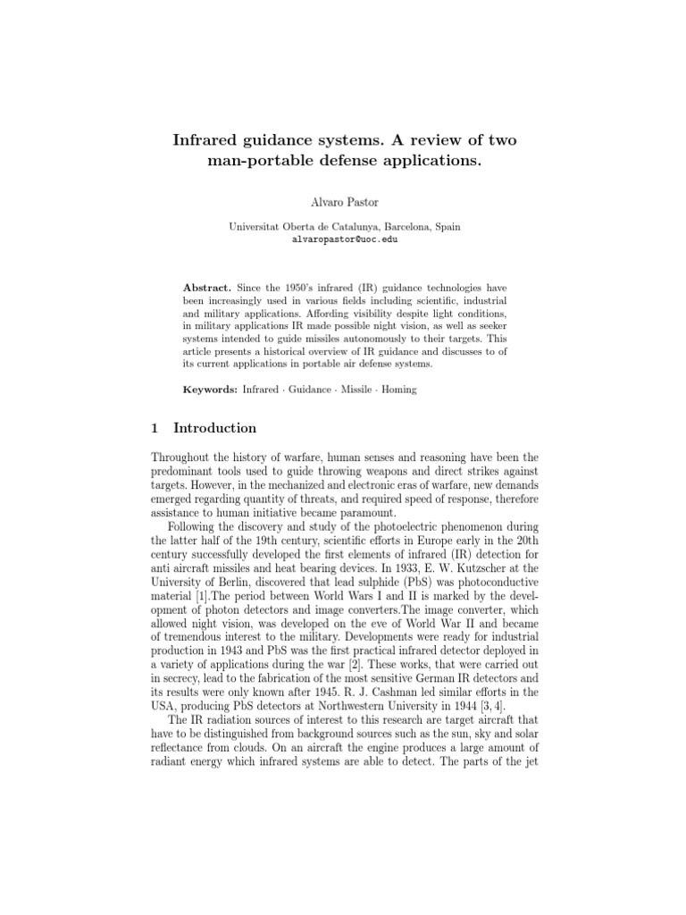 IR Guidance Systems and MANPADS Applications | PDF | Infrared | Missile