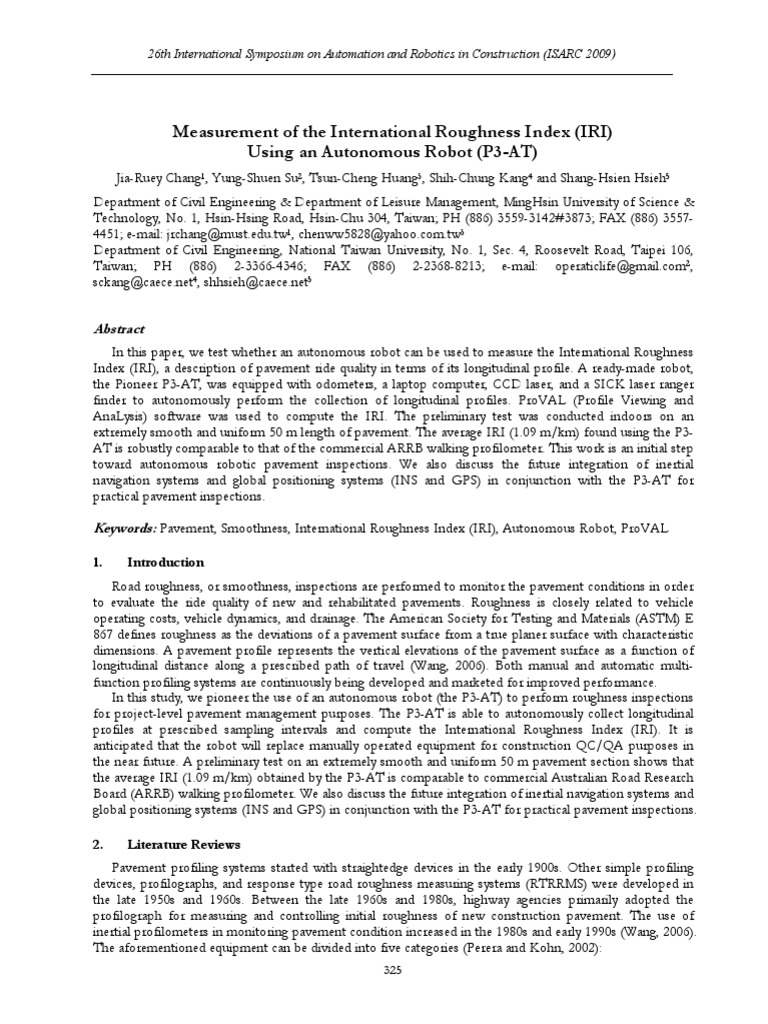 IRI Measurement via Autonomous Robot | PDF | Inertial Navigation System ...