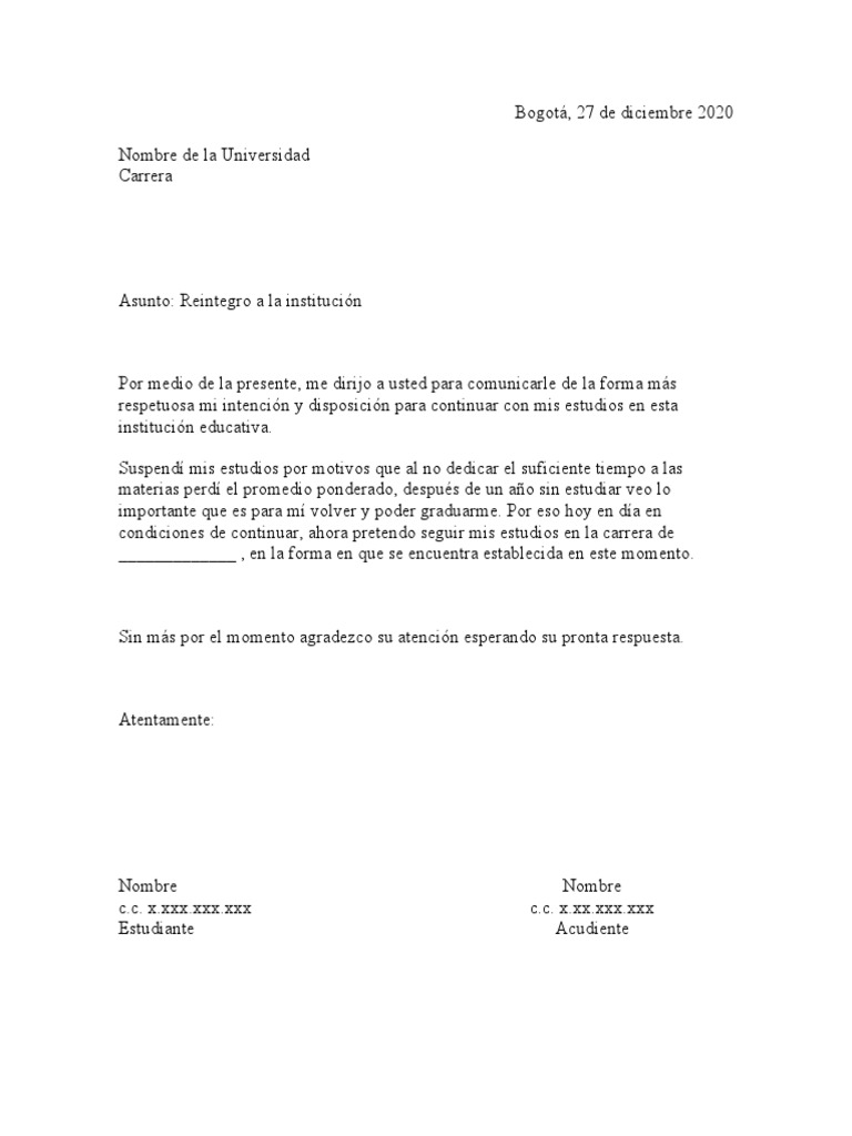 Carta de Reintegro | PDF