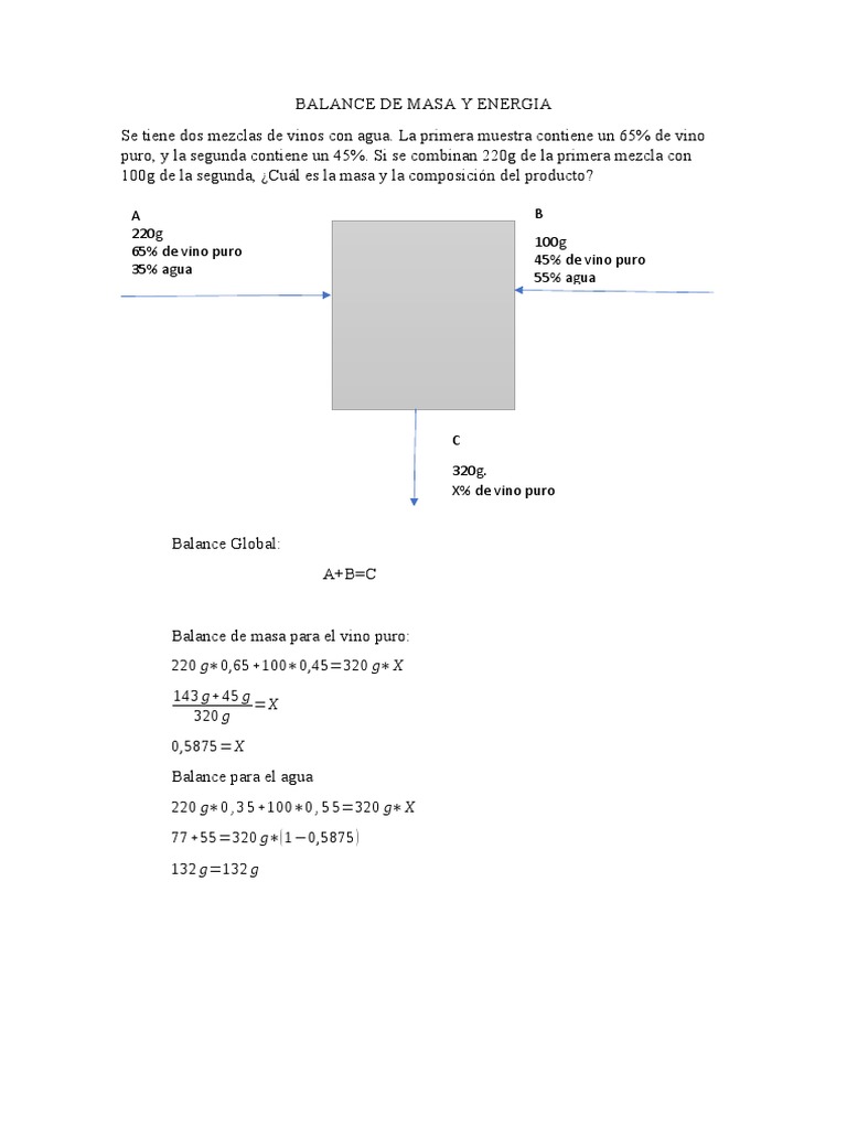 Balance de Masa y Energia | PDF