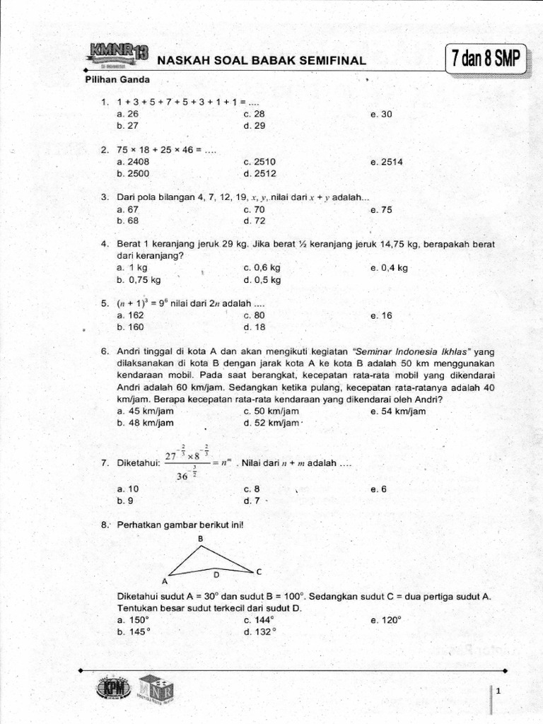 Semi Final KMNR 13 Kls 7-8 | PDF
