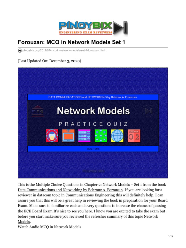 Forouzan MCQ in Network Models Set 1 | PDF | Internet Protocol Suite ...