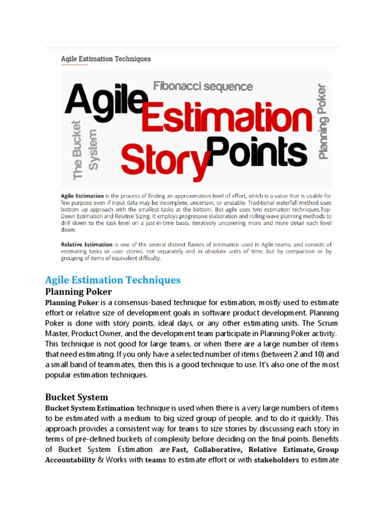 Agile Estimation Techniques Overview | PDF | Scrum (Software ...