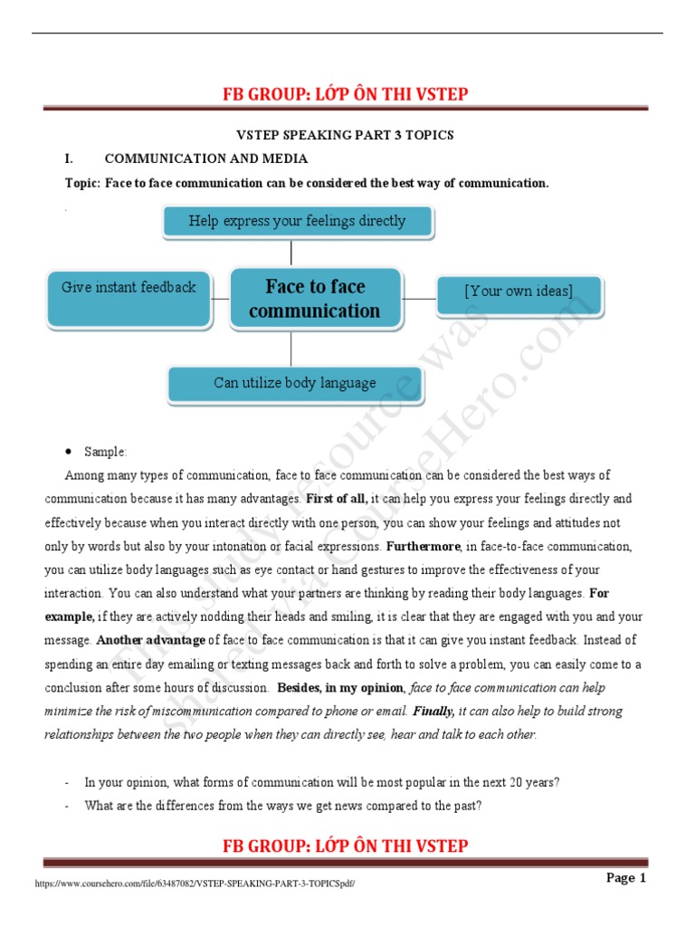 This Study Resource Was: Face To Face Communication | PDF | Body ...