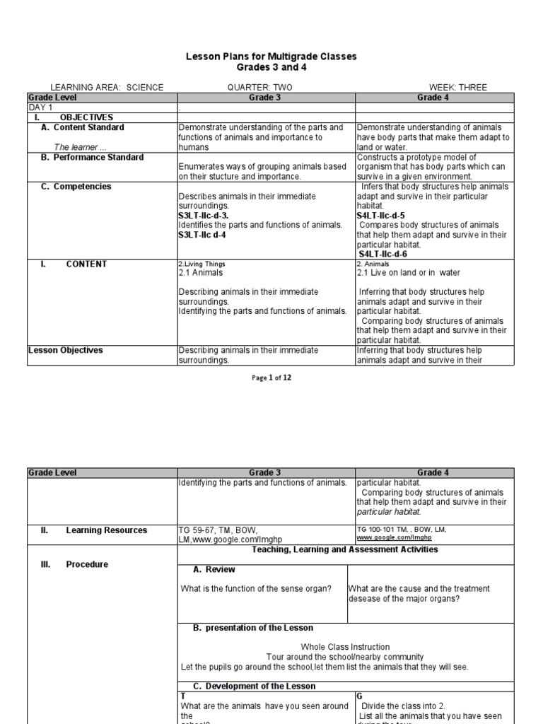 Grade 3 Science Lesson Plan: Week 3 | PDF | Learning | Cognition