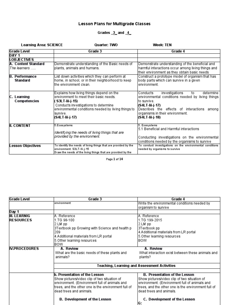 Grade 3 Ecosystem Lesson Plan | PDF | Natural Environment | Life