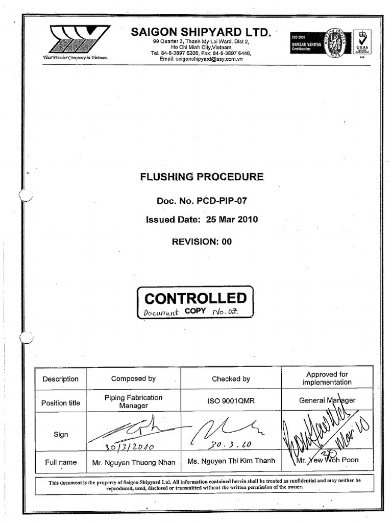 Flushing Procedure PDF | PDF