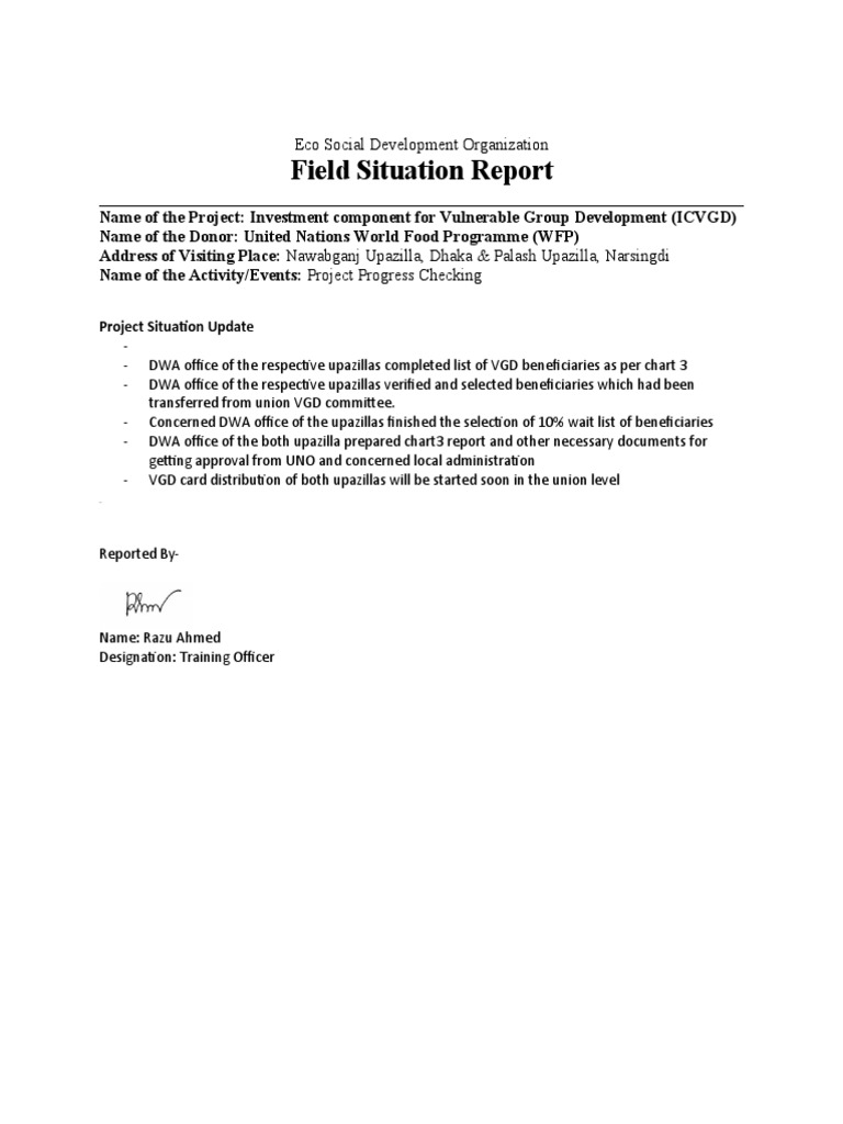Field Situation Update Report (Razu) | PDF