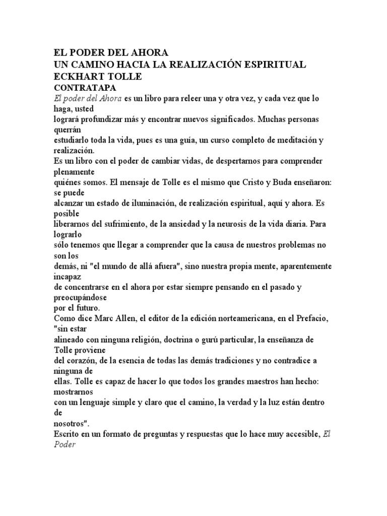 El Poder del Ahora: Guía Espiritual | PDF