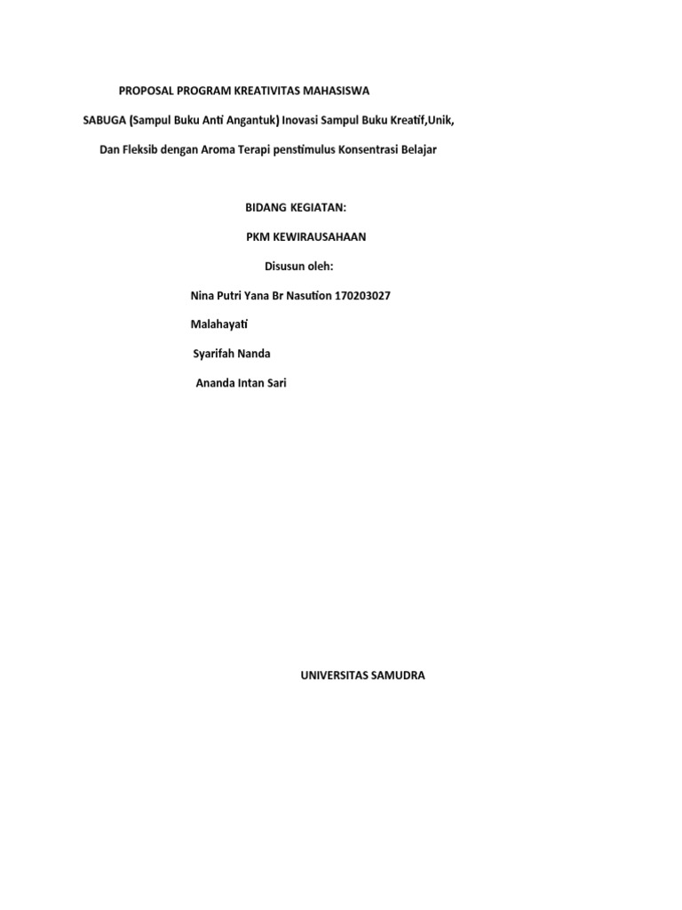Proposal Program Kreativitas Mahasiswa | PDF