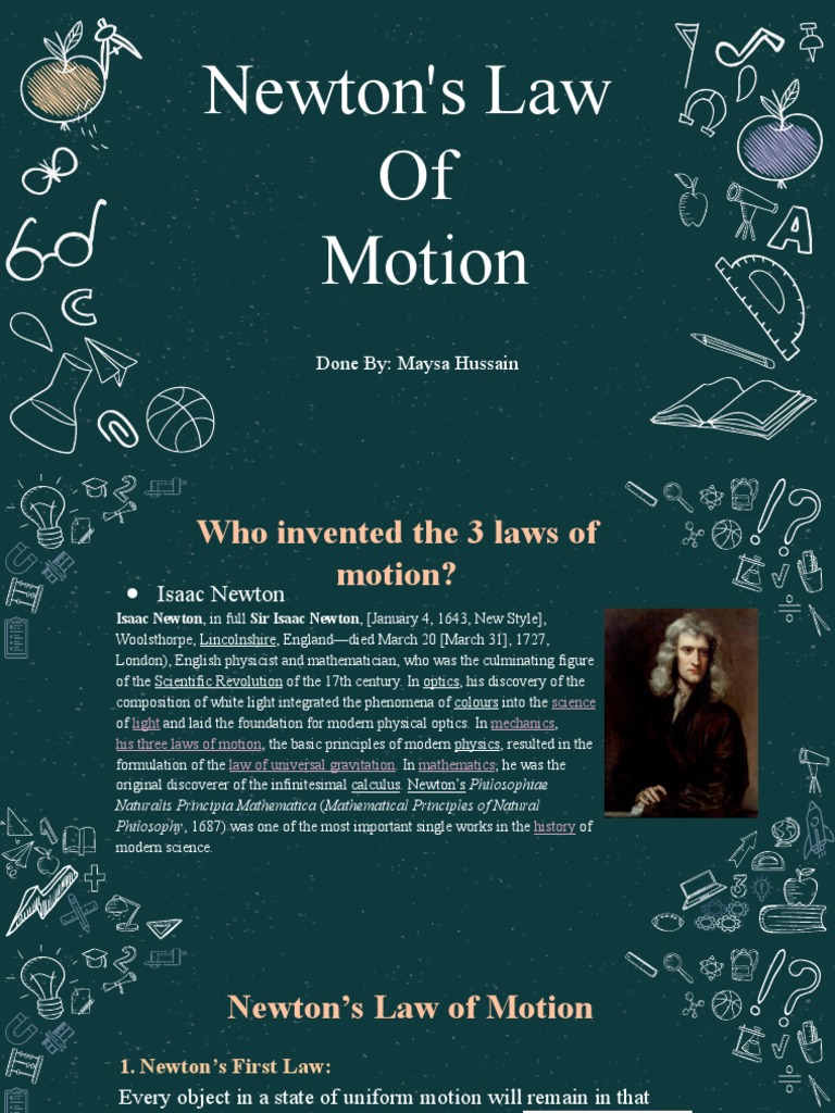 Newton's Law of Motion | PDF | Newton's Laws Of Motion | Isaac Newton