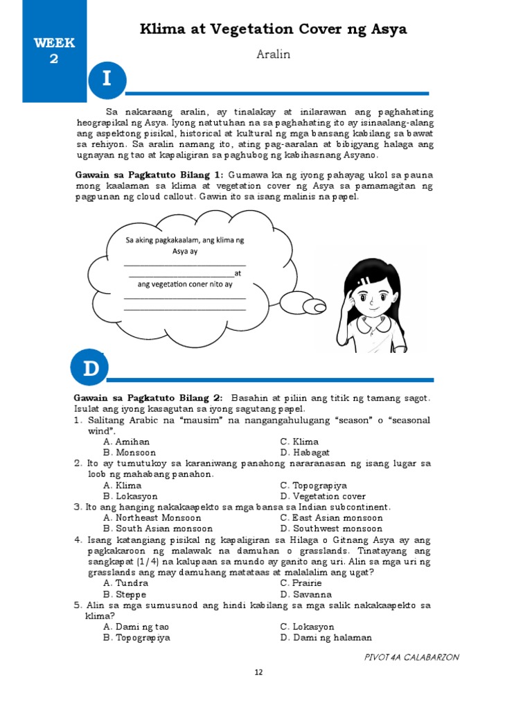 KLIMA AT VEGETATION COVER NG ASYA Module Week 2 | PDF