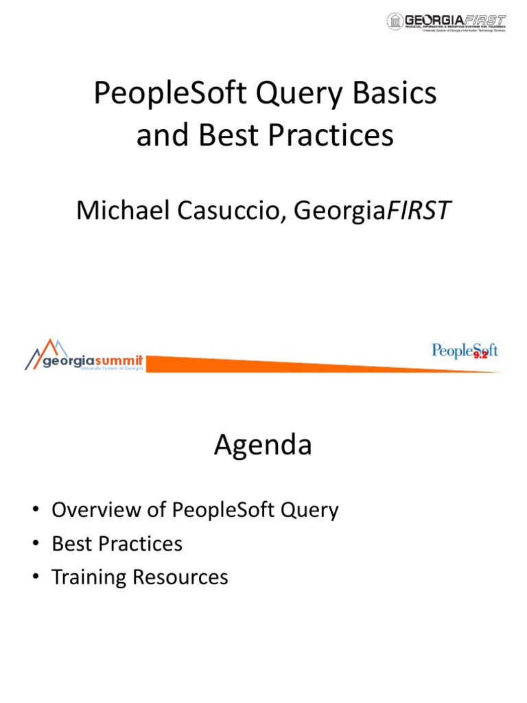 Peoplesoft Query Basics and Best Practices: Michael Casuccio ...