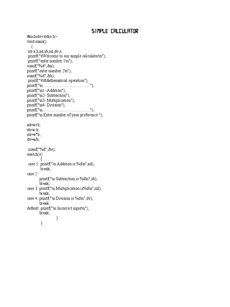 Simple Calculator | PDF | Computer Libraries | Computer Standards