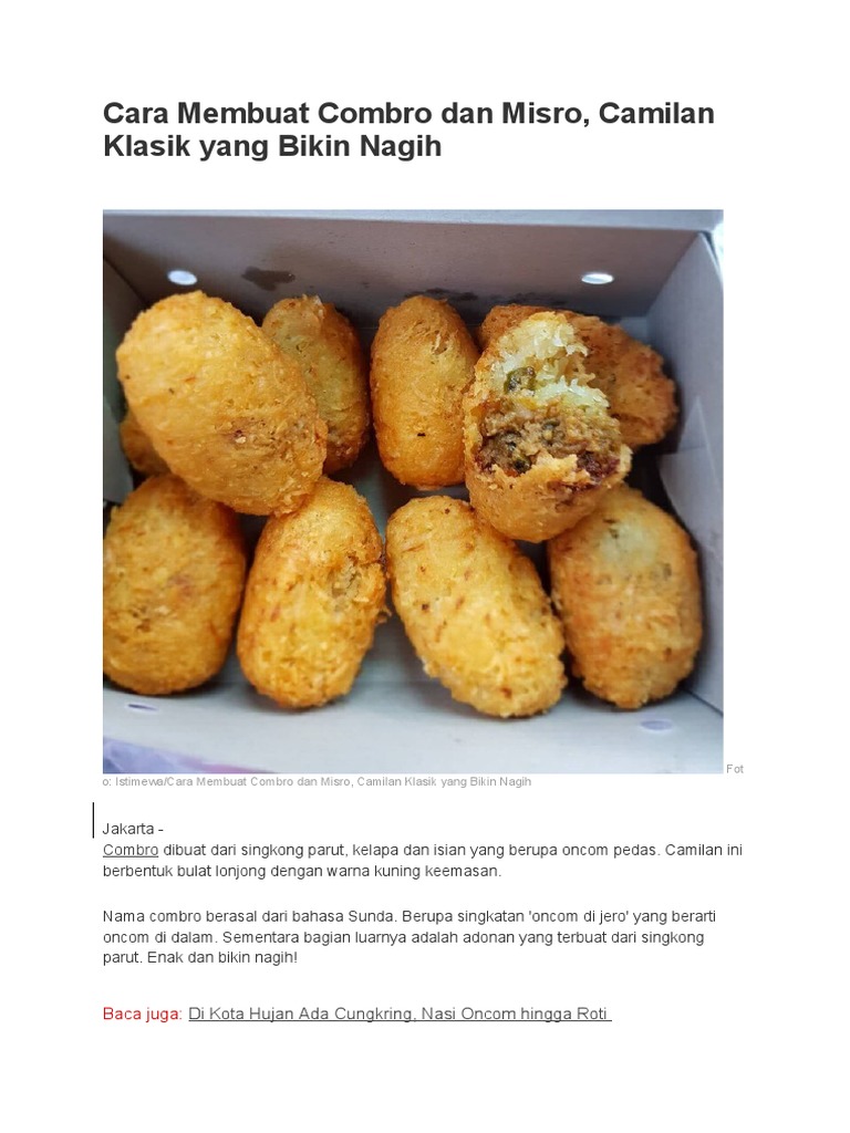 Cara Membuat Combro Dan Misro | PDF
