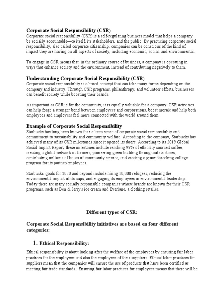 Corporate Social Responsibility | PDF | Corporate Social Responsibility ...