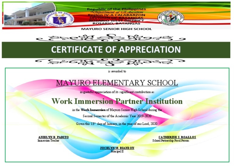 Certificate of Appreciation Partner | PDF