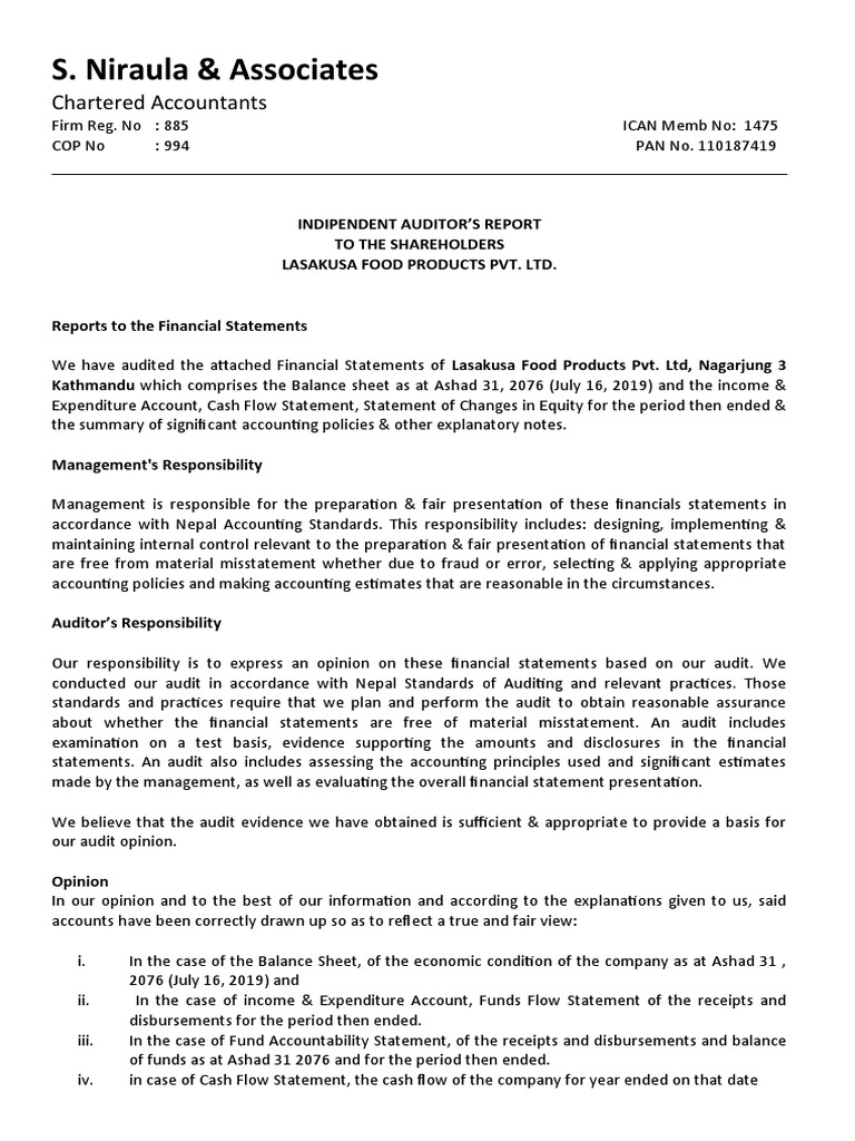 S. Niraula & Associates: Chartered Accountants | PDF | Audit | Auditor ...