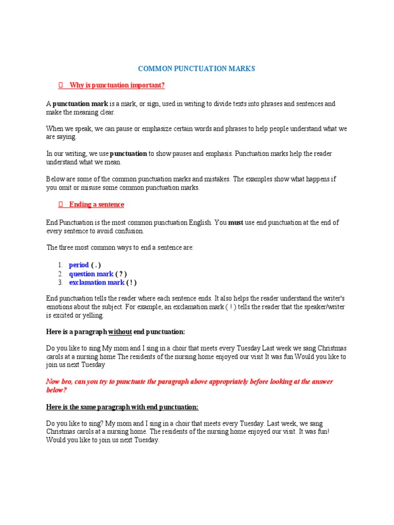 Eng - Common Punctuation Marks | PDF | Bracket | Ellipsis