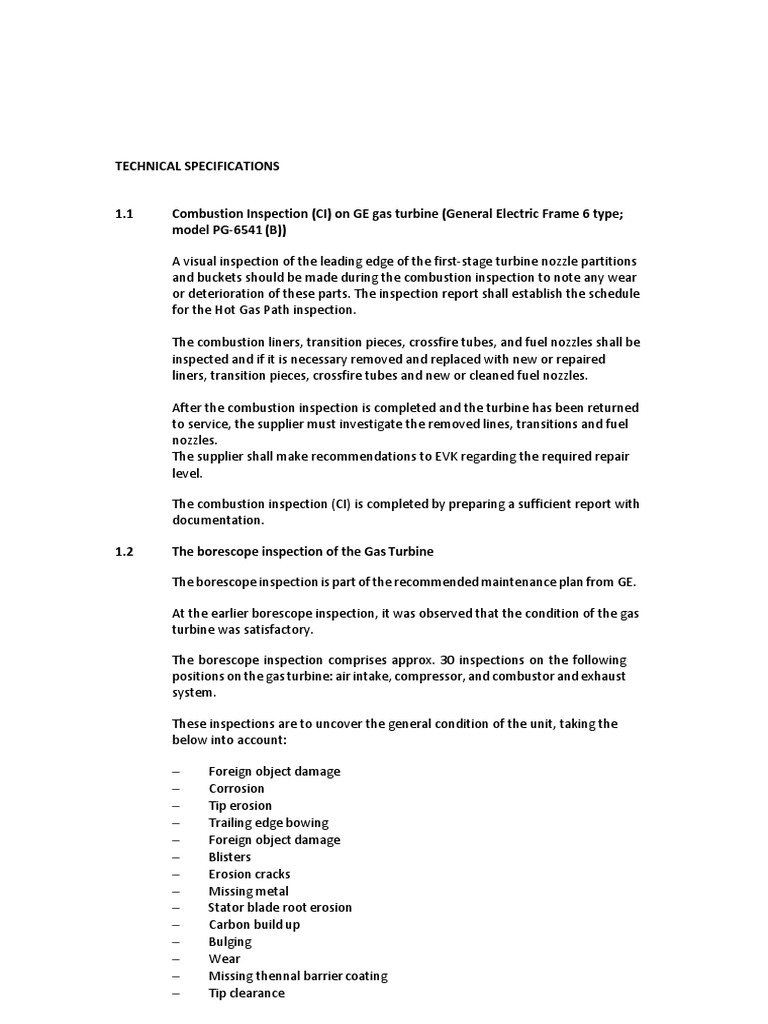 Borescope Inspection 6541B Criteria | PDF | Gas Turbine | Machines