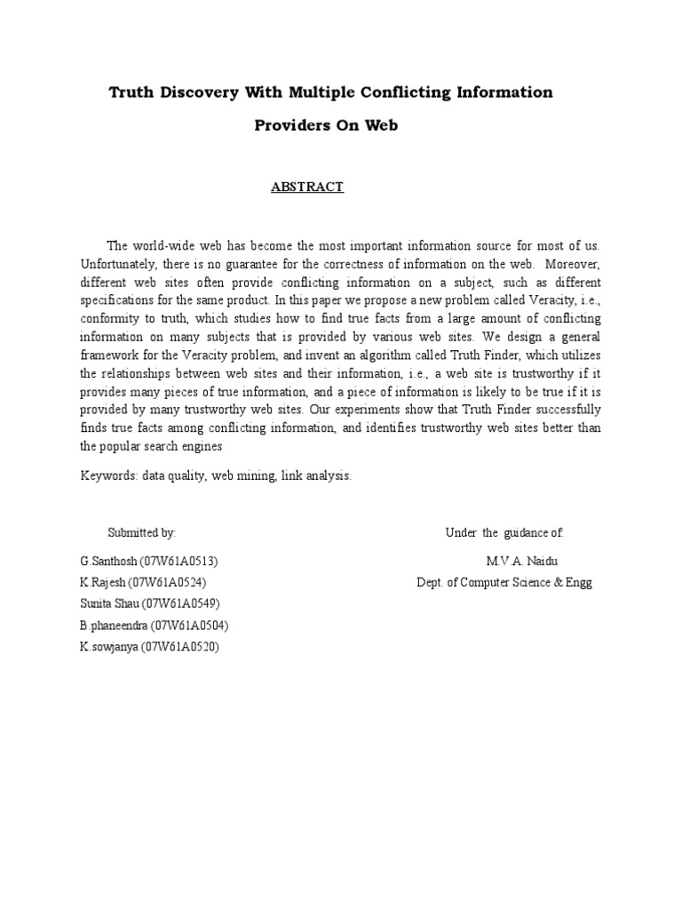 Truth Discovery With Multiple Conflicting Information | PDF