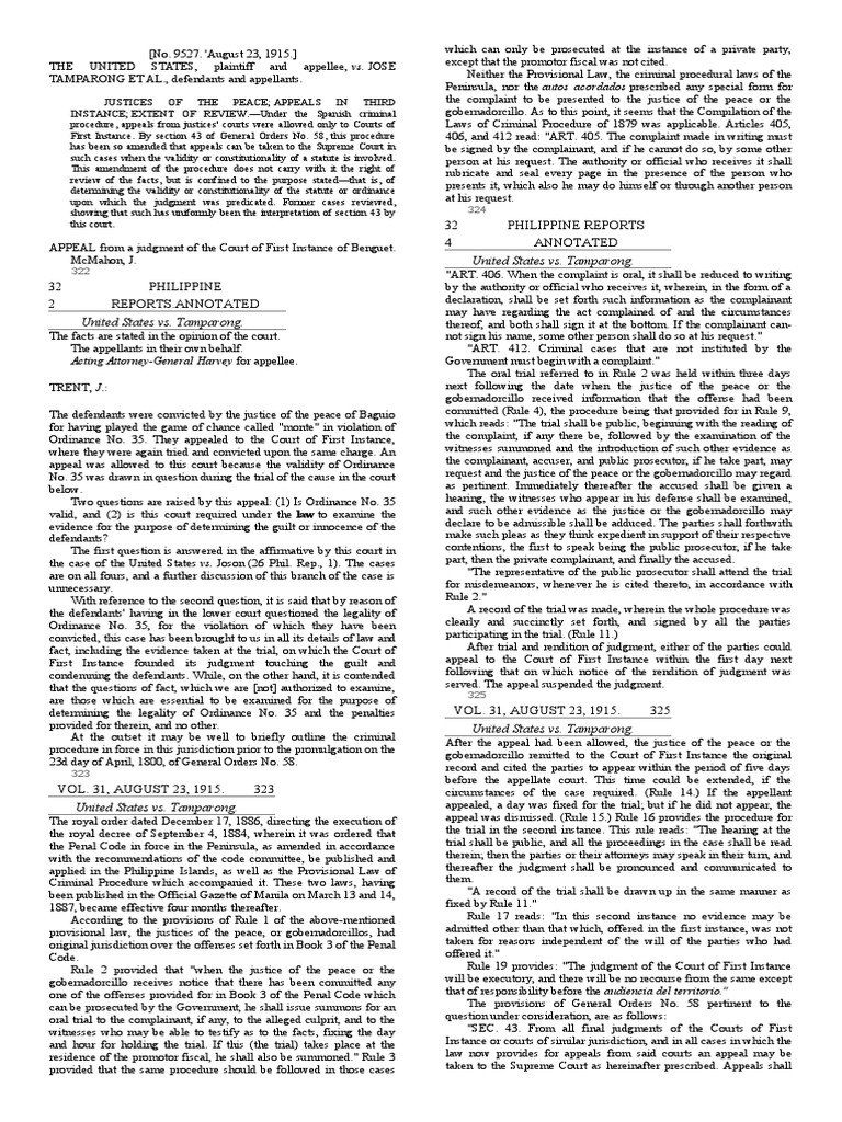 US Vs Tamparong | PDF | Judgment (Law) | Equity (Law)