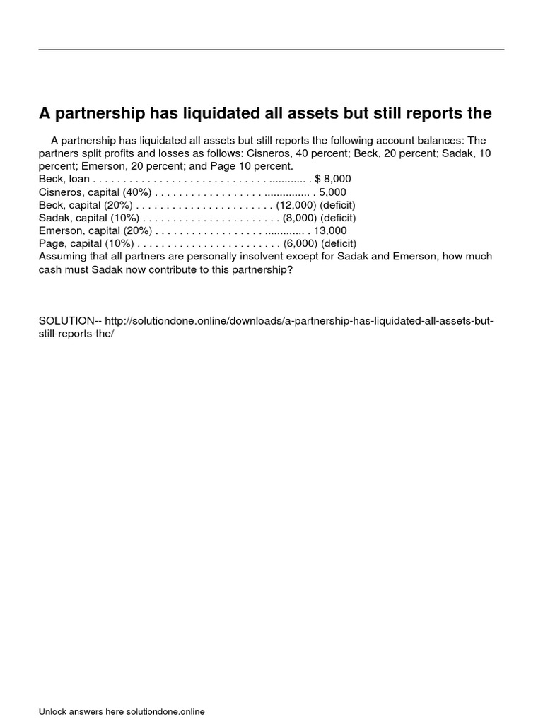 A Partnership Has Liquidated All Assets But Still Reports The | PDF