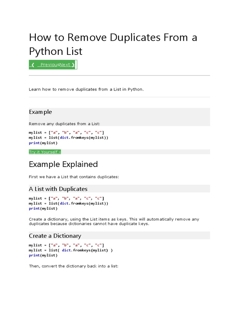 How To Remove Duplicates From A Python List Pdf Parameter Computer Programming Computer 