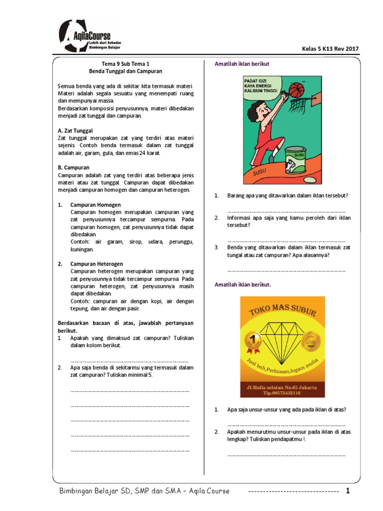 Modul Bimbel K13 Kelas 5 Tema 9 Revisi 2017 PDF | PDF