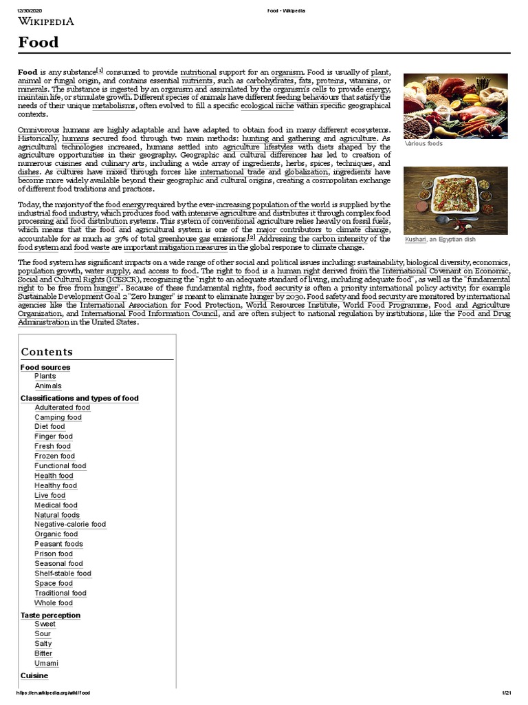 Food - Wikipedia | PDF | Organic Foods | Umami